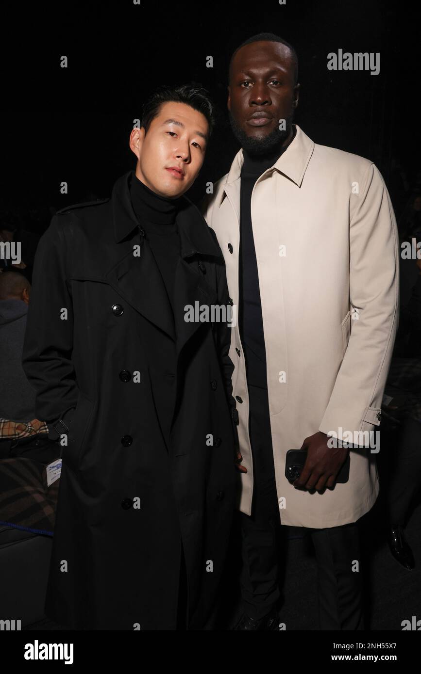 Son Heung-min, left, and Stormzy attend the Burberry Autumn/Winter 2023 ...