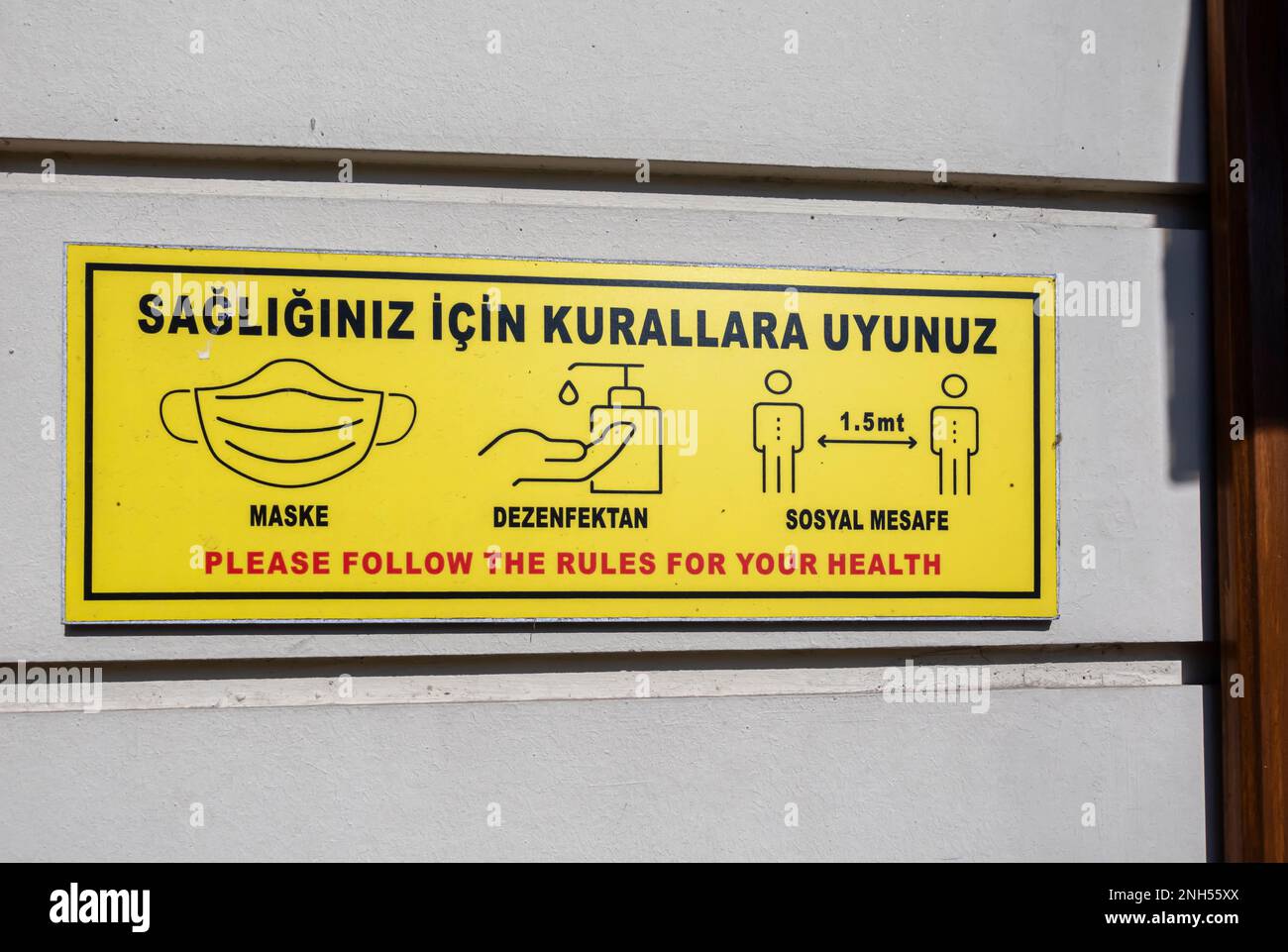Covid-19 prevention rules sign in Istanbul public museum, Turkey ...