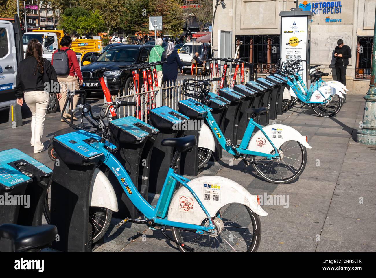 Shared bike rake with bicycles, istanbul Turkey Stock Photo - Alamy