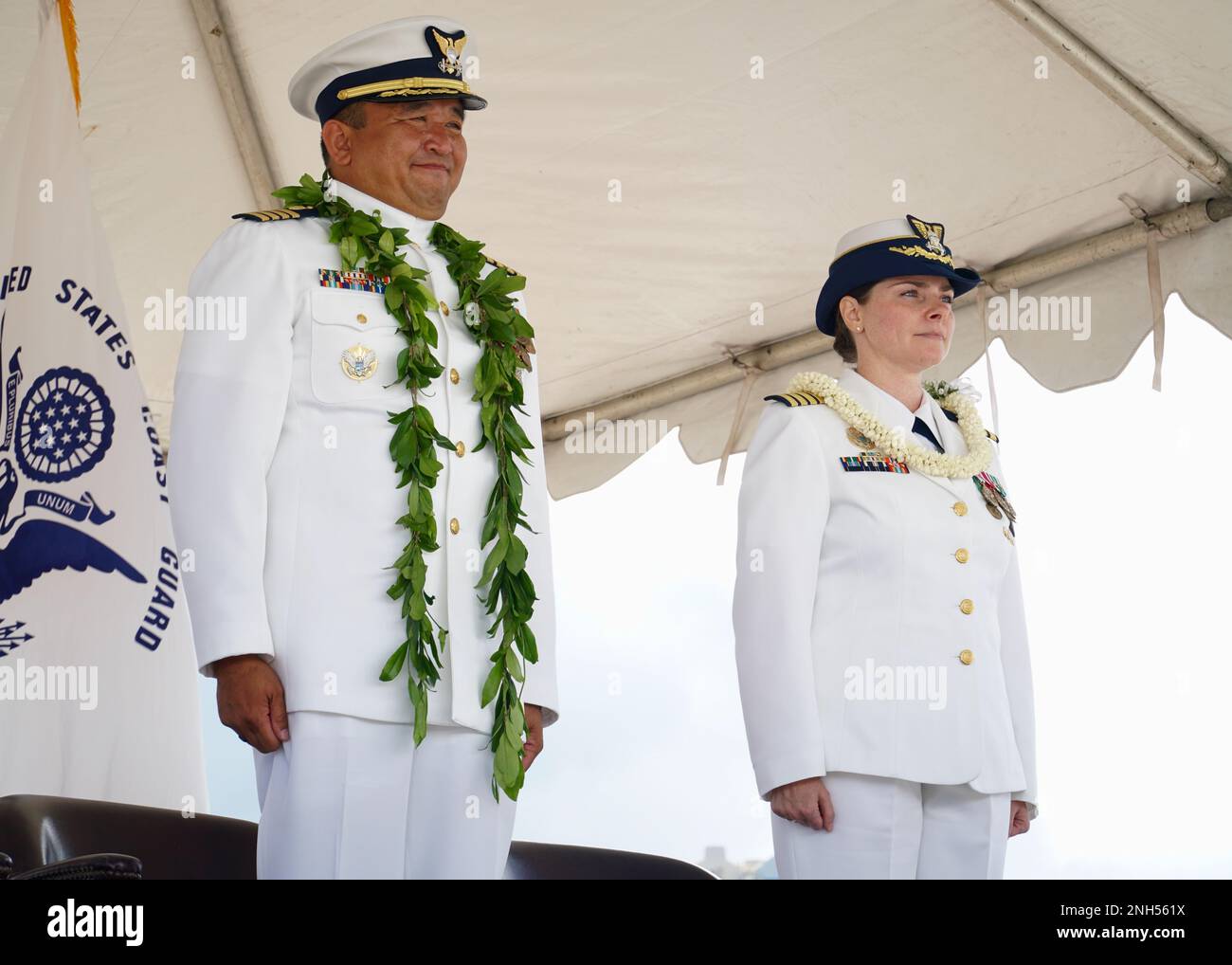 Capt. Arex Avanni (left) and Capt. Aja Kirksey (right) stand as closing ...