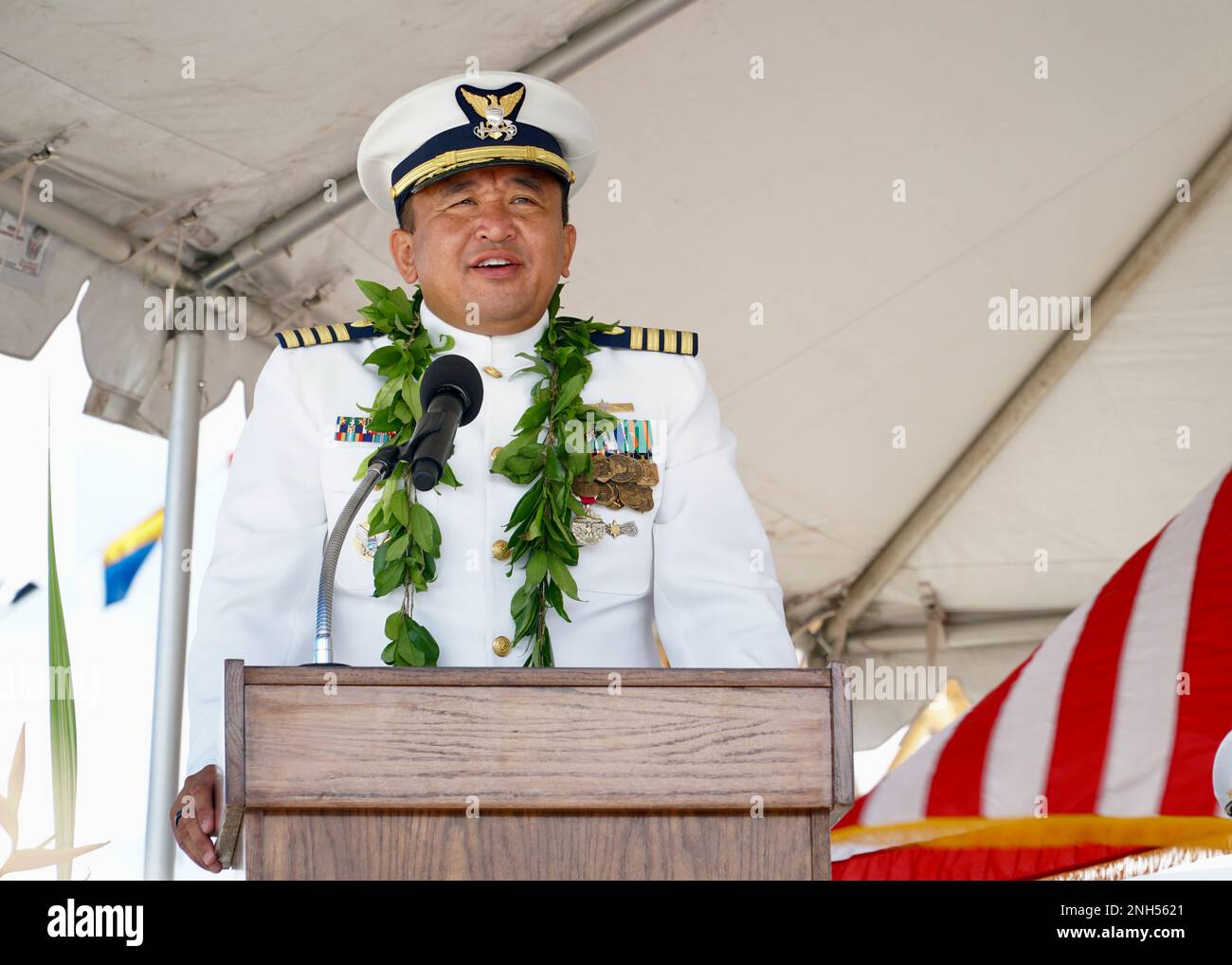 Capt. Arex Avanni gives his departing speech during the Sector Honolulu ...