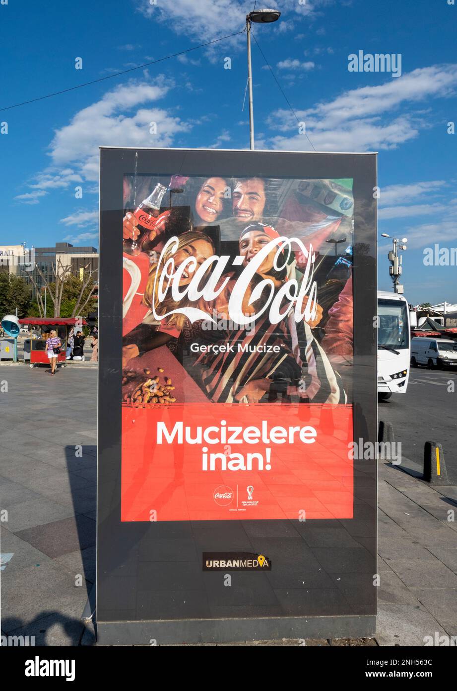Coca-Cola bus stop billboard advert in Istanbul Turkey Stock Photo - Alamy