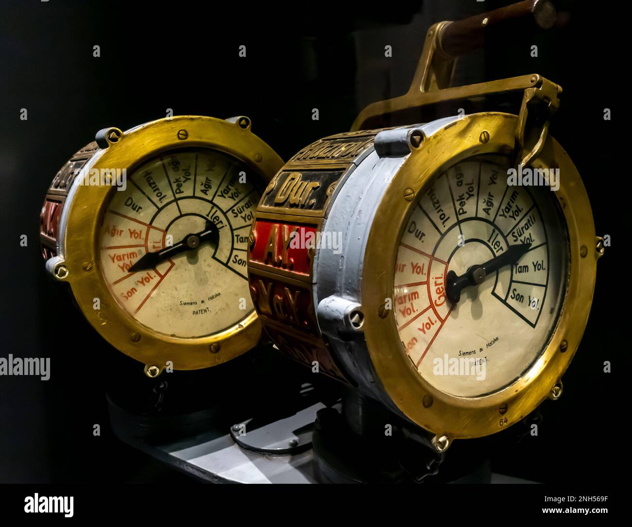 Engine order telegraph with duplicate dials. Siemens & Halske. Germany ...