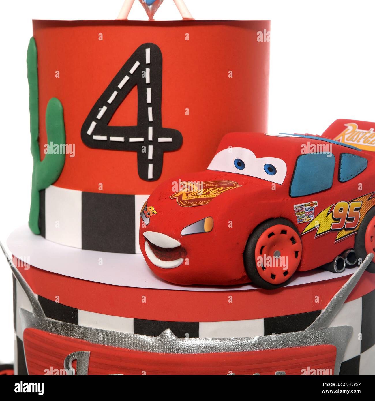 Birthday cake CARS party. Detail of modern wafer paper cakes. The cakes ...