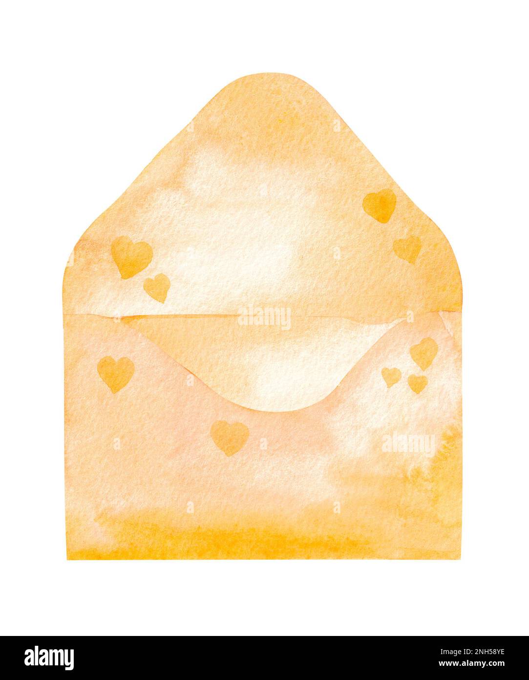 Watercolor yellow postal envelope on a white background for logo design ...