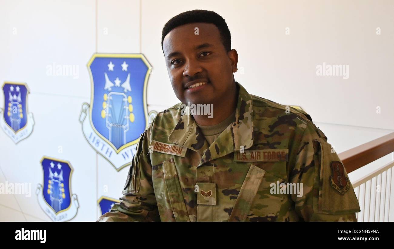 U.S. Air Force Senior Airman John Gebremariam, a services Airman with ...