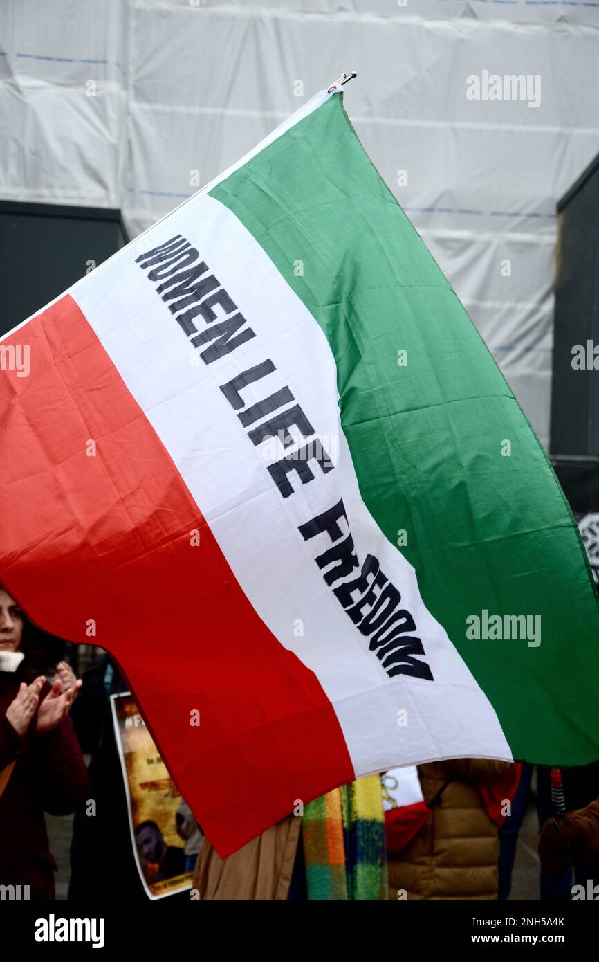 Freedom for Iran demonstration in Trafalgar Sq, London, 18th February ...