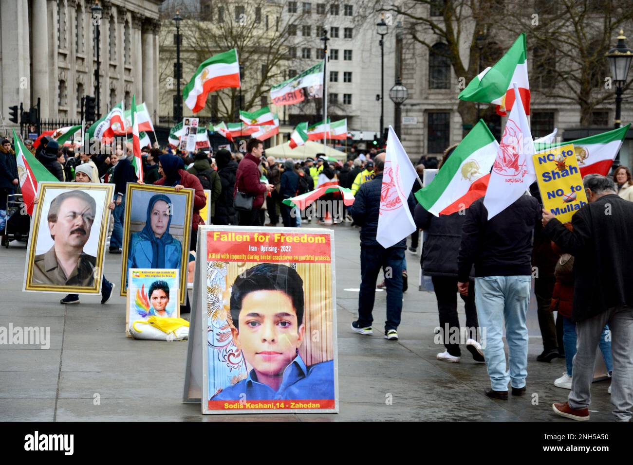Freedom for Iran demonstration in Trafalgar Sq, London, 18th February ...