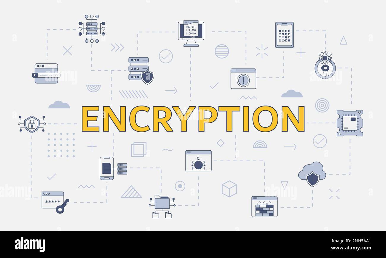 encryption concept with icon set with big word or text on center vector Stock Photo - Alamy