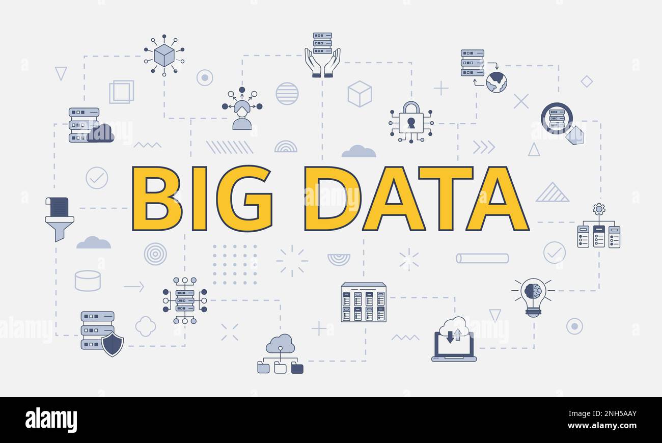big data concept with icon set with big word or text on center vector ...