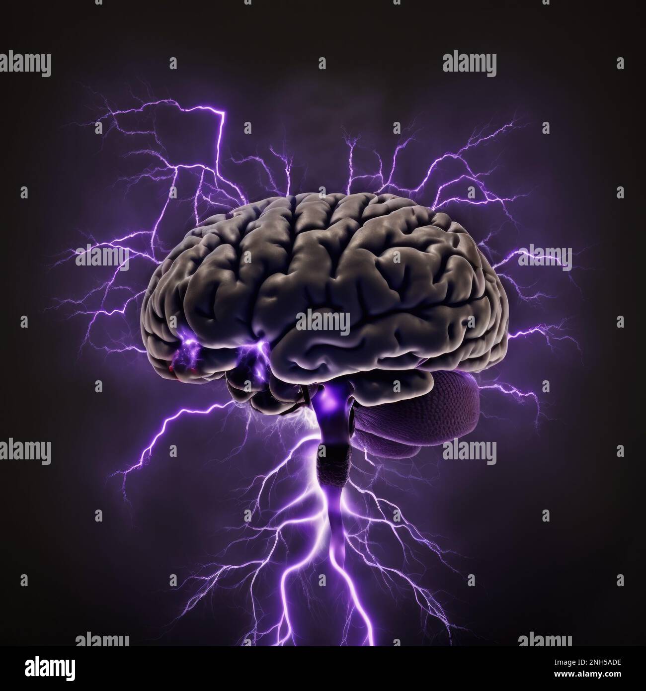 brain with lightning coming out of it, messy thoughts Stock Photo - Alamy
