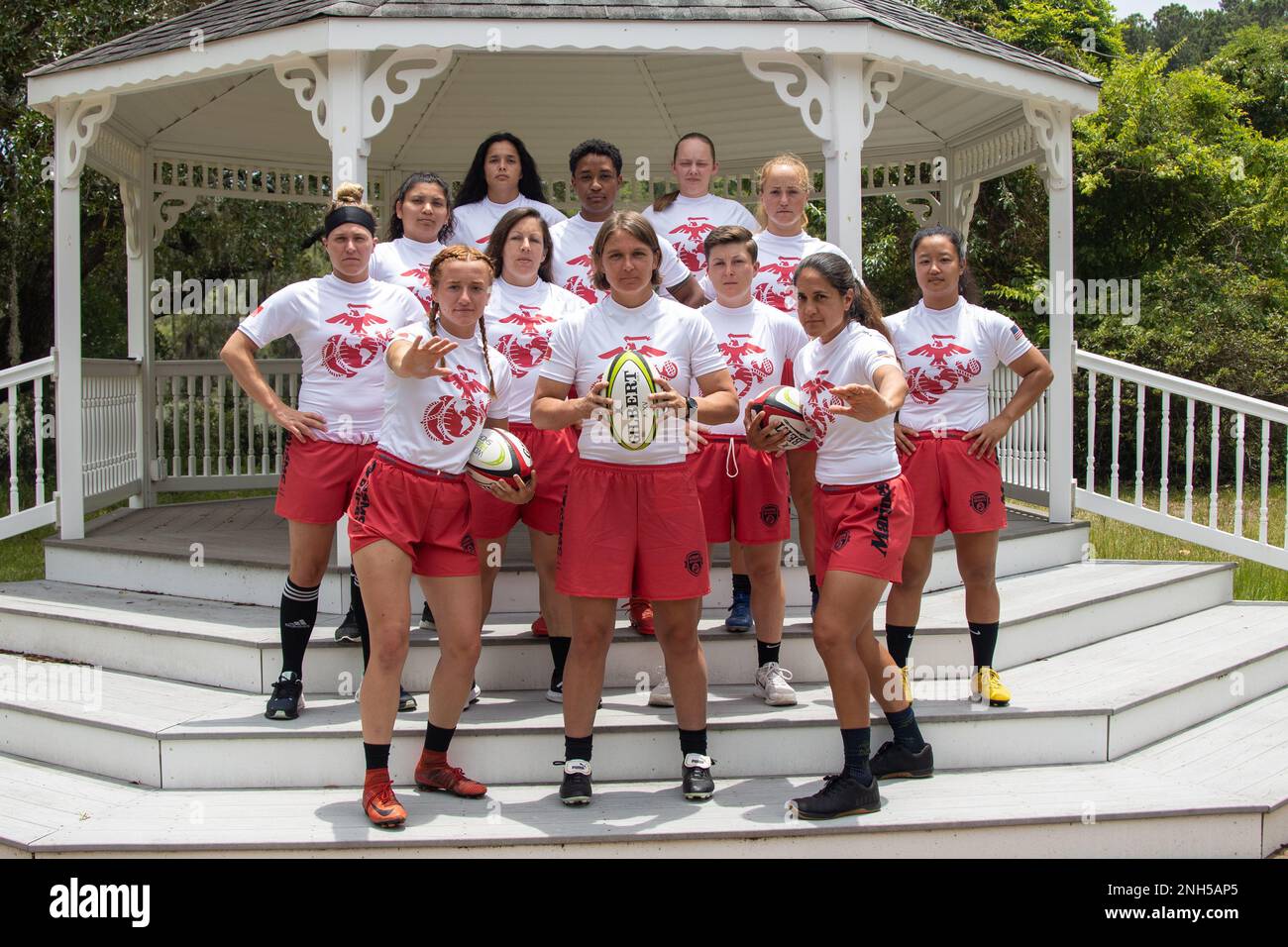The USMC Rugby Team gathers for a group photo at Marine Corps Air ...