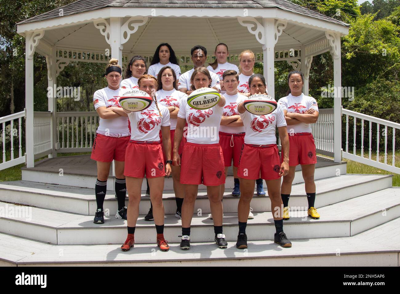 The USMC Rugby Team gathers for a group photo at Marine Corps Air ...