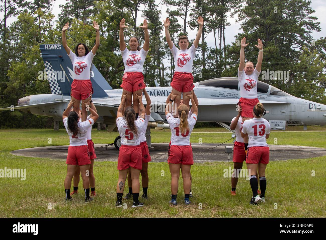 The USMC Rugby Team gathers for a group photo at Marine Corps Air ...