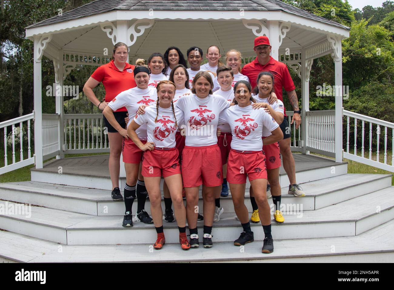 The USMC Rugby Team gathers for a group photo at Marine Corps Air ...