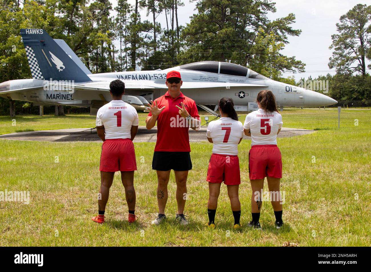 Members of the USMC Rugby Team gather for a group photo at Marine Corps ...