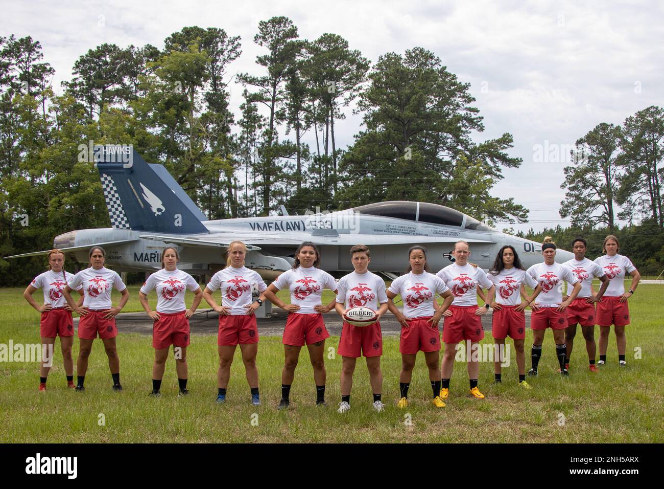 The USMC Rugby Team gathers for a group photo at Marine Corps Air ...
