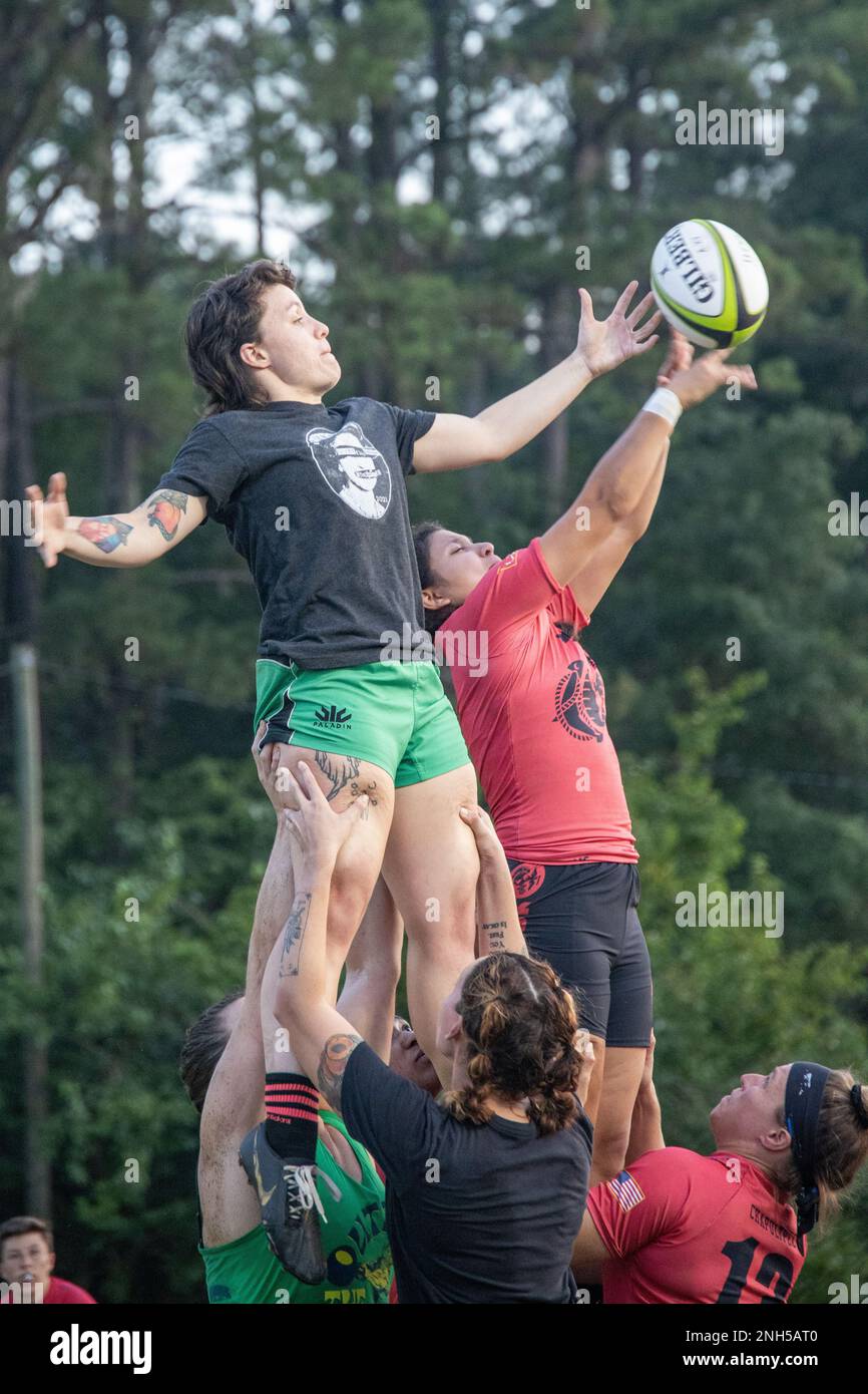 U.S. Marines with the USMC Rugby Team, play a scrimmage game on Marine ...