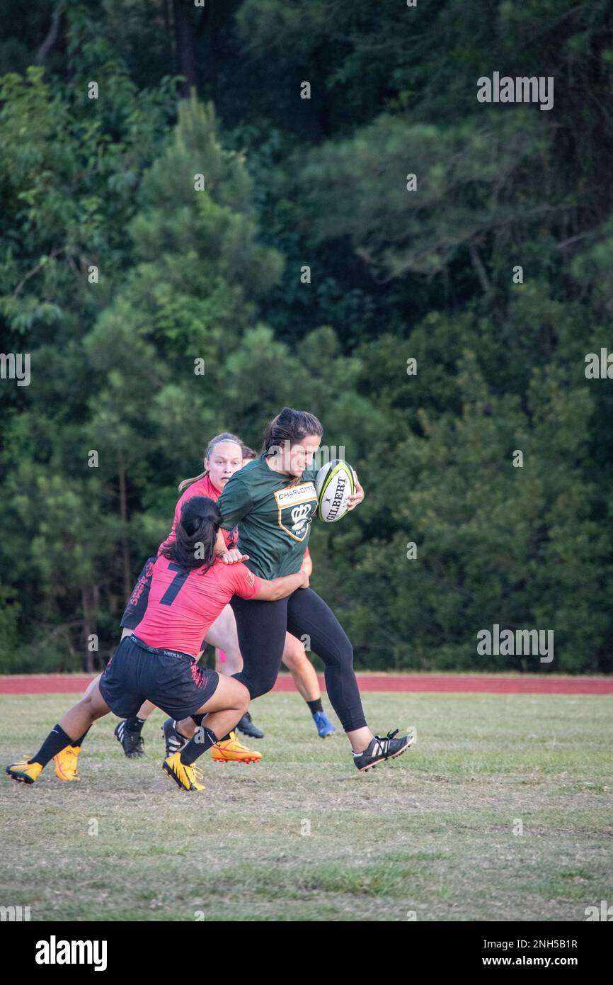U.S. Marines with the USMC Rugby Team, play a scrimmage game on Marine ...