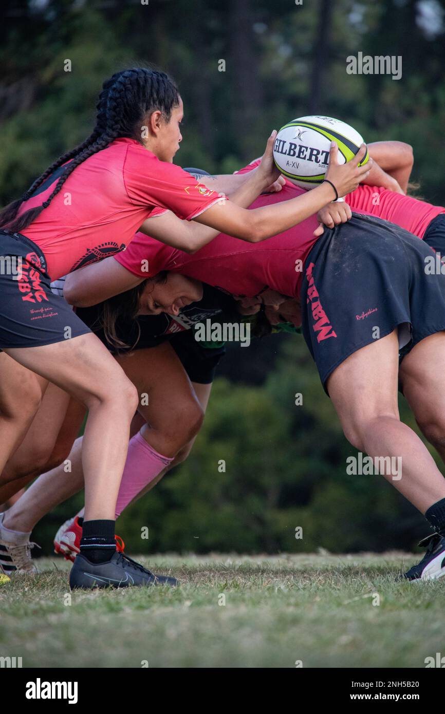 U.S. Marines with the USMC Rugby Team, play a scrimmage game on Marine ...