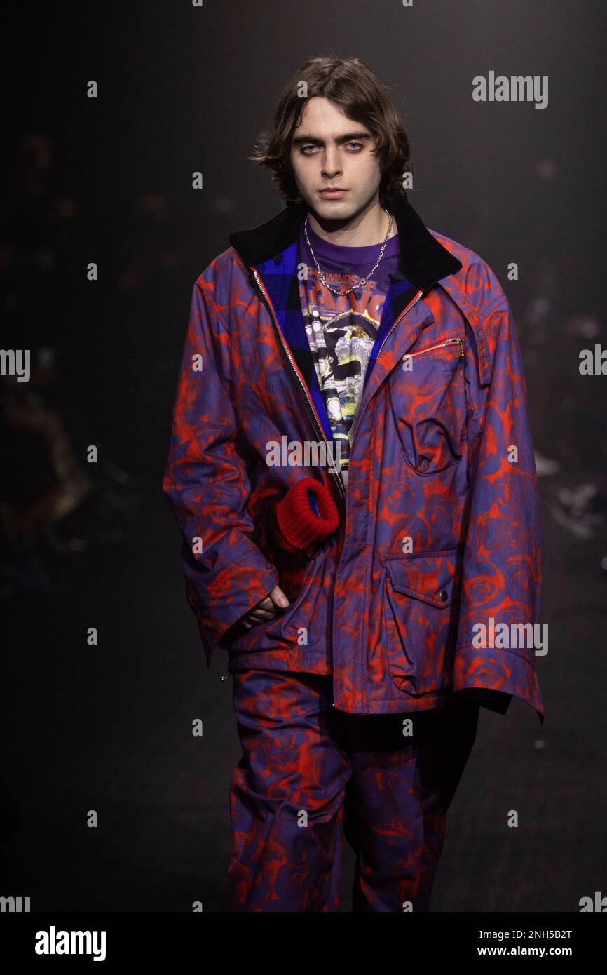 Lennon Gallagher wears a creation for the Burberry Autumn/Winter 2023 ...