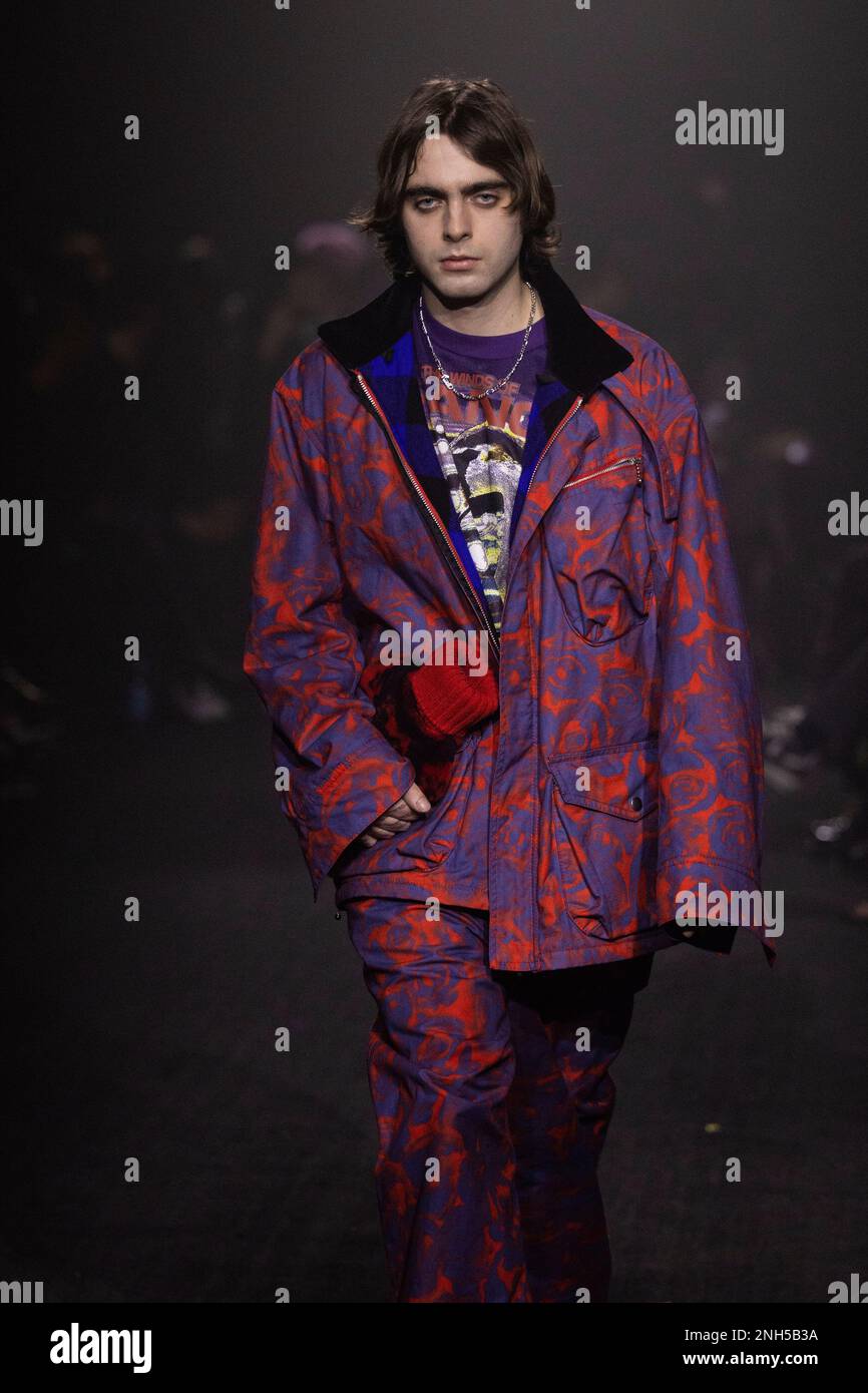Lennon Gallagher wears a creation for the Burberry Autumn/Winter 2023 ...