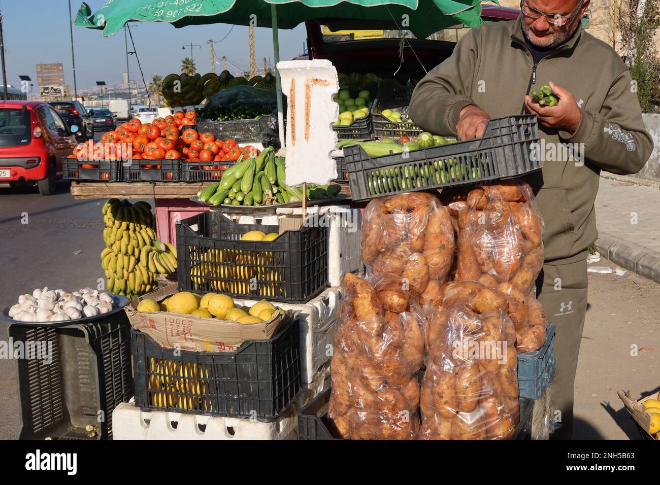 Saida, Lebanon. 20th Feb, 2023. Fruit and vegetables on sale in Saida ...
