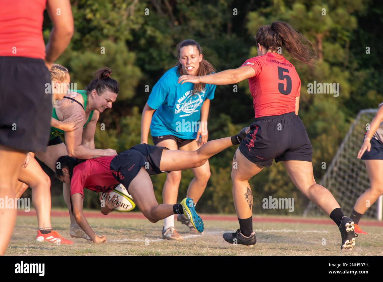 U.S. Marines with the USMC Rugby Team, play a scrimmage game on Marine ...