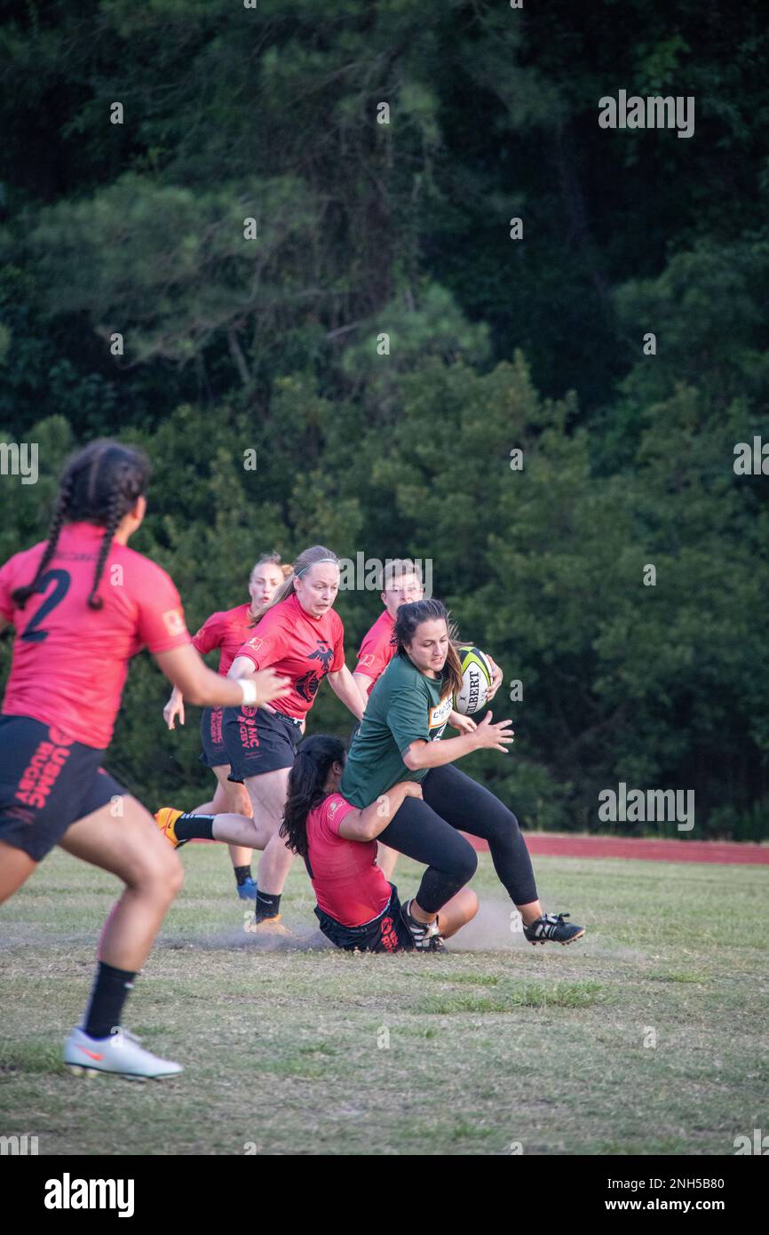 U.S. Marines with the USMC Rugby Team, play a scrimmage game on Marine ...