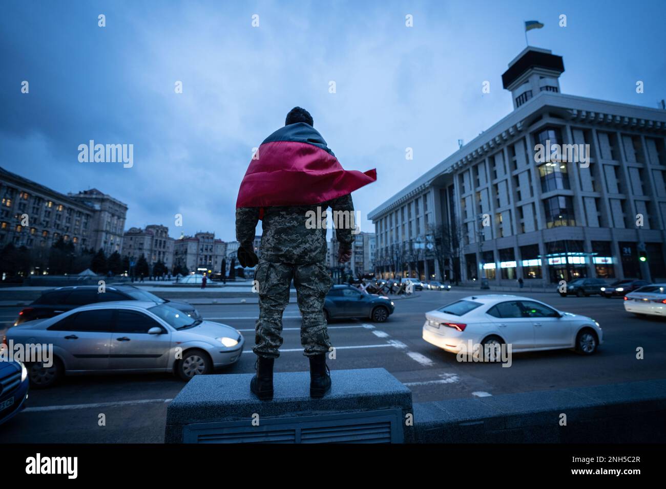 Kyiv, Ukraine - February 20, 2023: A military uniformed Ukrainian man ...