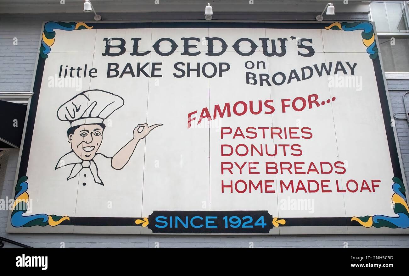 Bloedow's Bakery bake shop sign advertising for its pastries, donuts ...