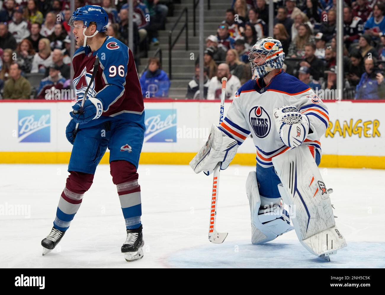 Colorado Avalanche right wing Mikko Rantanen (96) and Edmonton Oilers ...