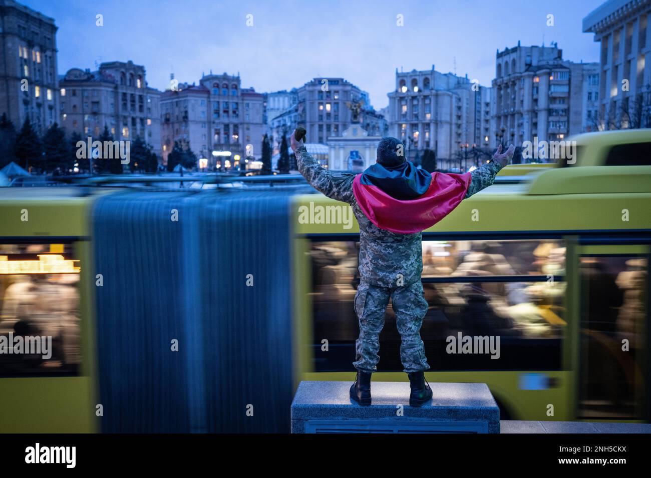 Kyiv, Ukraine - February 20, 2023: A military uniformed Ukrainian man ...