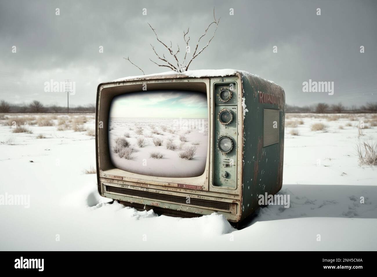 Retro tv set snow hi-res stock photography and images - Alamy