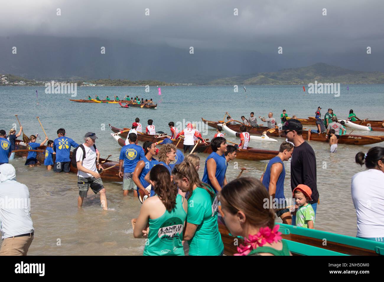 Various canoe club participants prepare their canoes during the John D ...