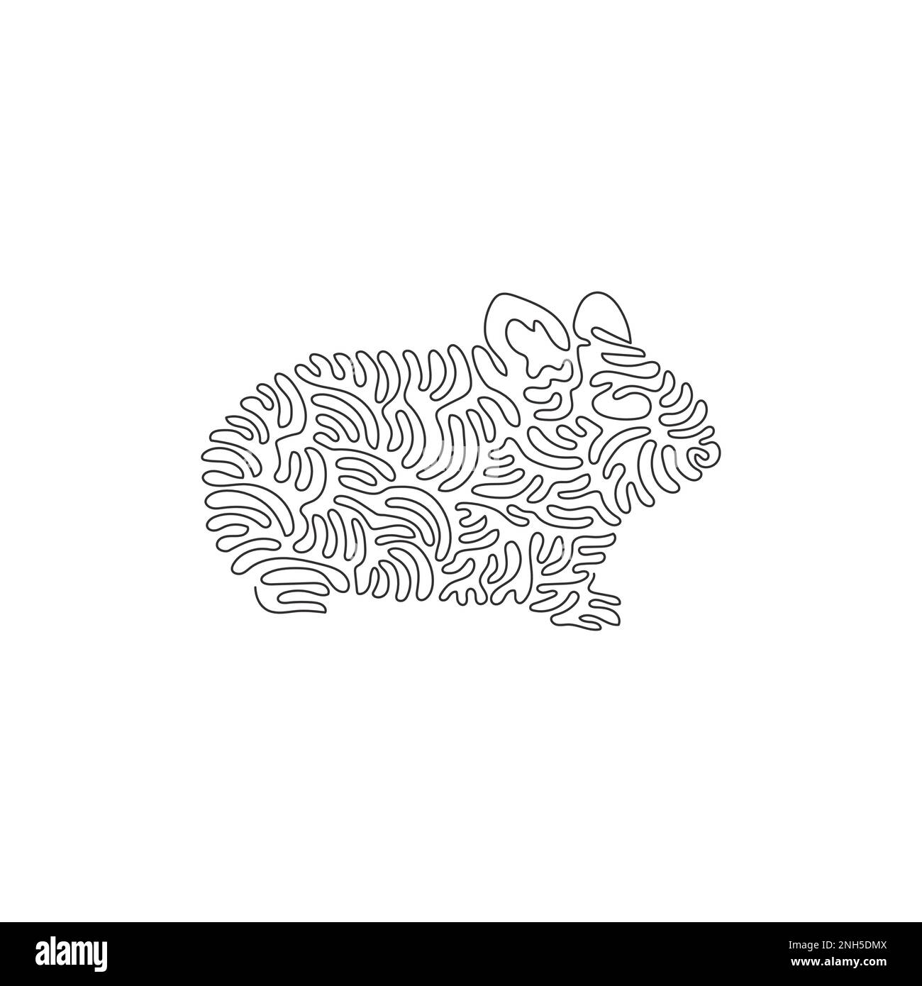 Continuous one line drawing of cute hamster abstract art. Single line ...
