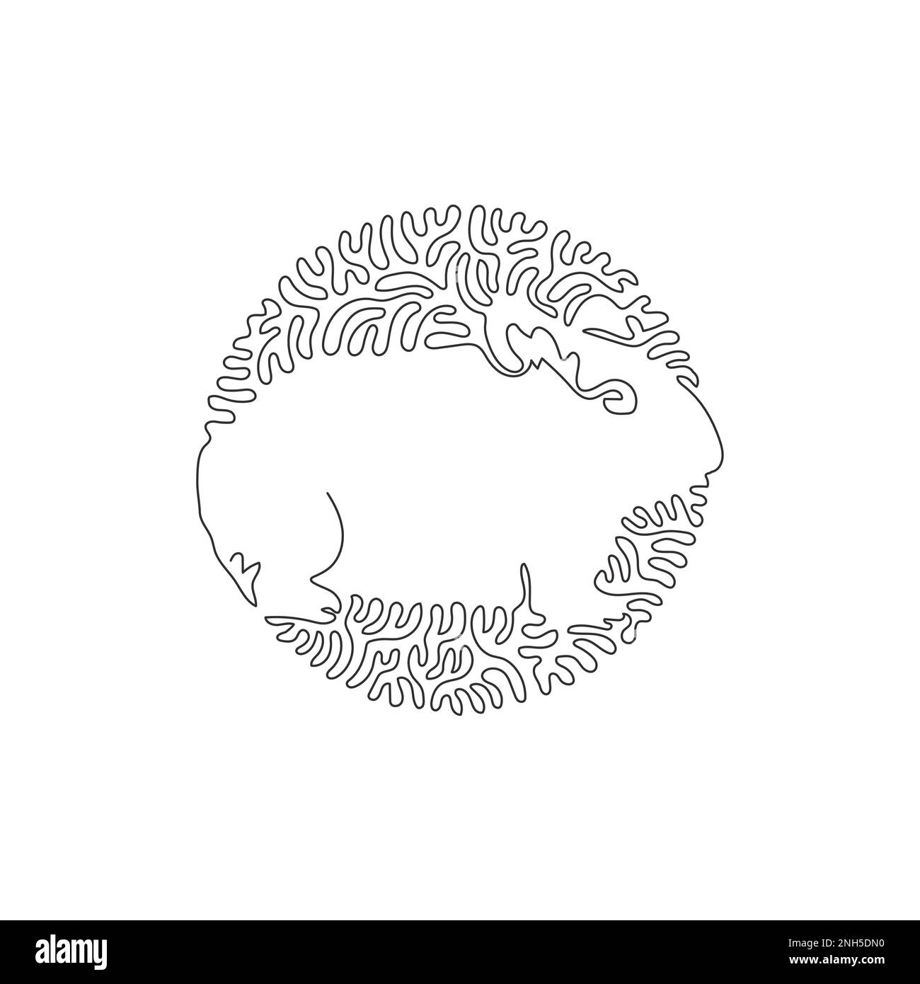 Single curly one line drawing of cute hamster abstract art. Continuous ...