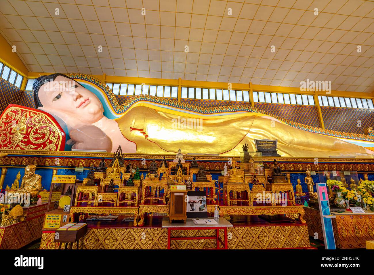 George Town, Penang, Malaysia -Jan 2023:reclining Buddha statue in ...