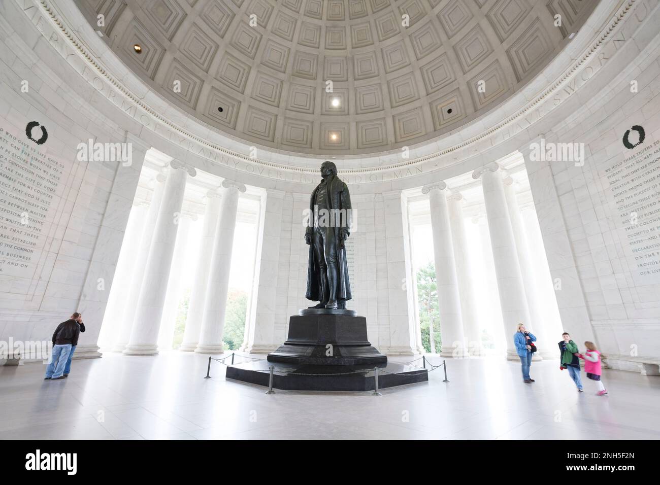 Washington dc tourists looking at thomas jefferson memorial statue hi ...
