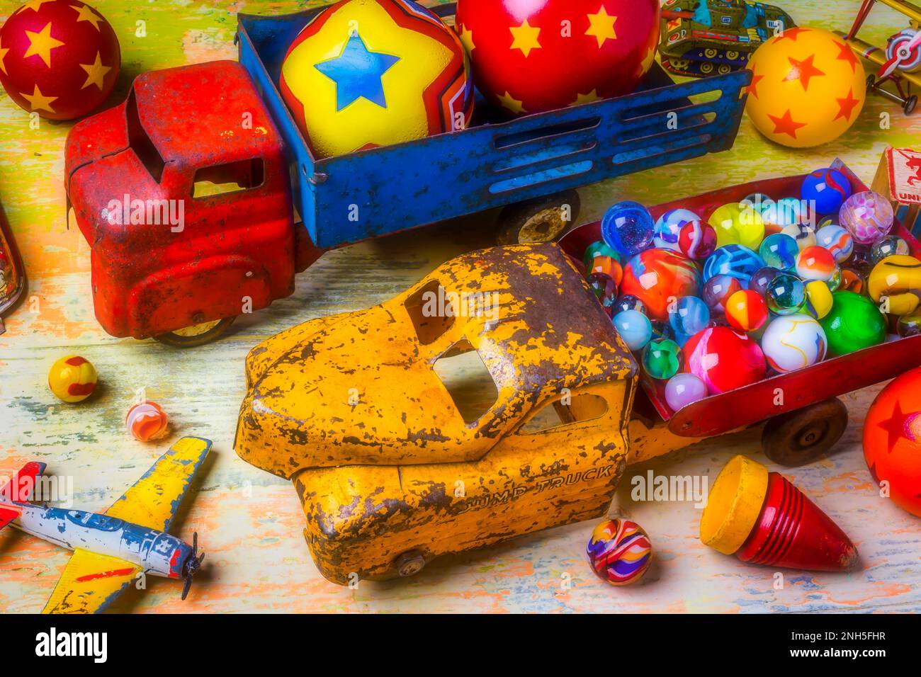 Two toy trucks Stock Photo - Alamy