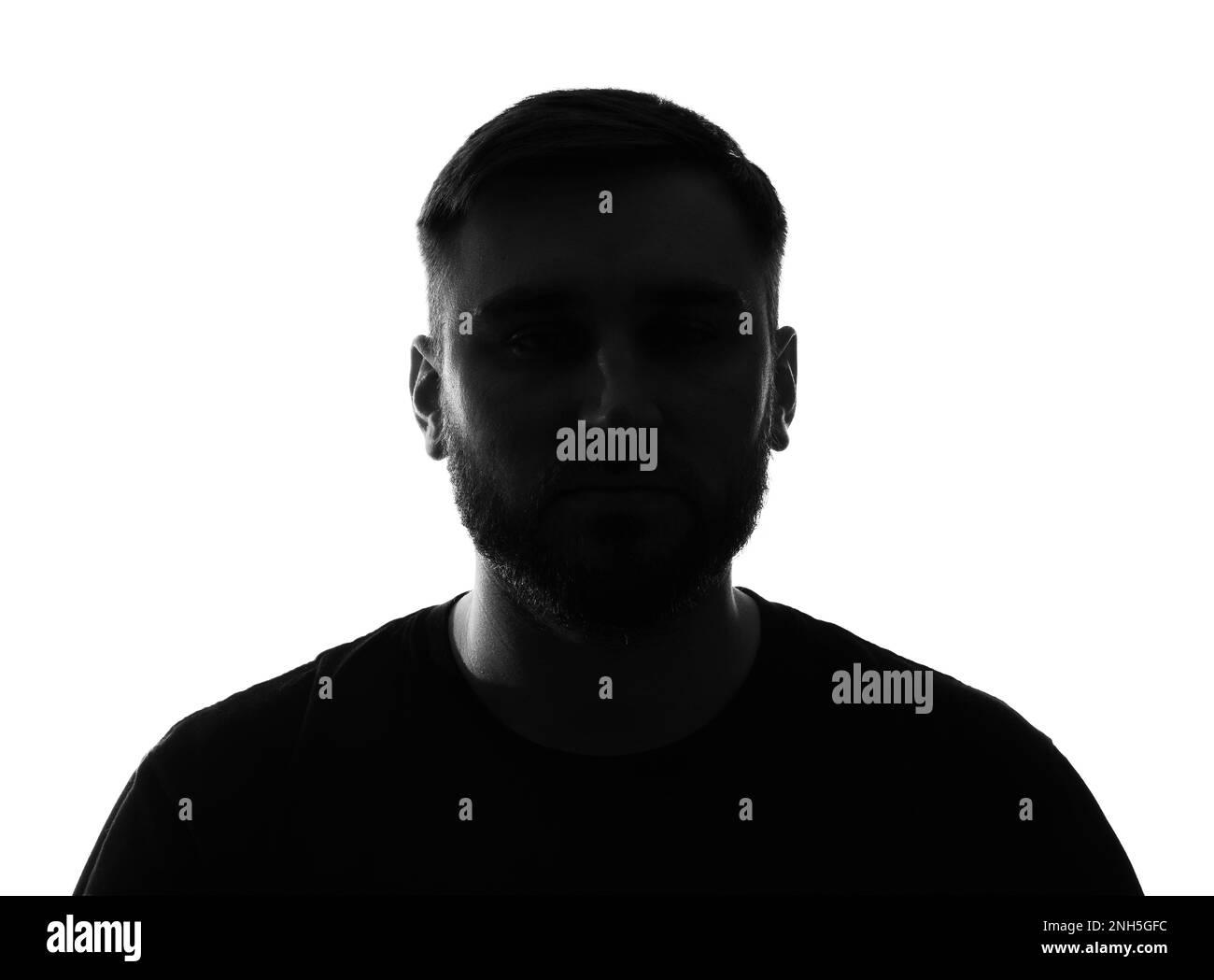Silhouette of anonymous man on white background Stock Photo - Alamy