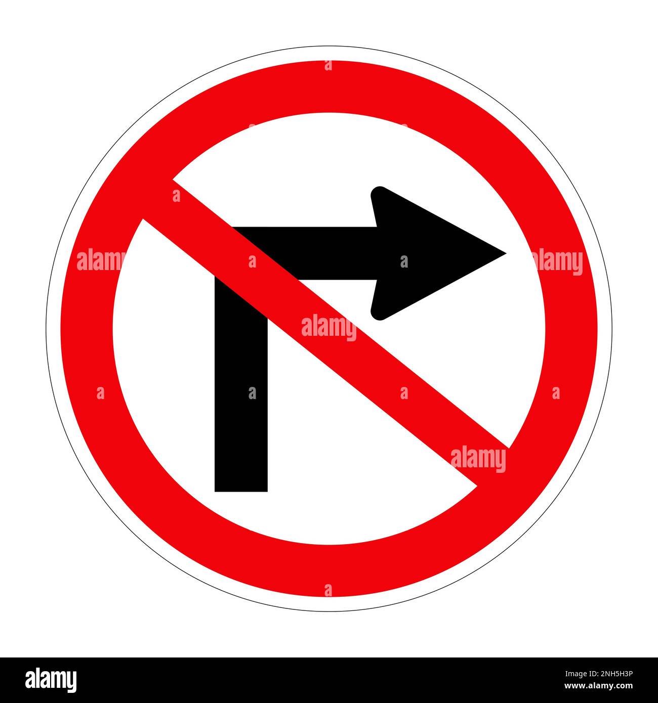 Traffic sign NO RIGHT TURN on white background, illustration Stock ...