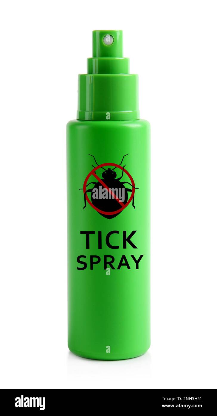 Tick spray isolated on white. Insect repellent Stock Photo - Alamy