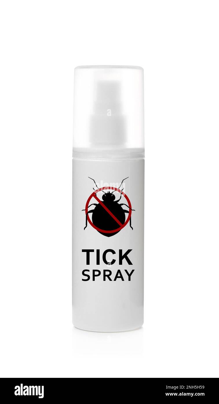 Tick spray isolated on white. Insect repellent Stock Photo - Alamy