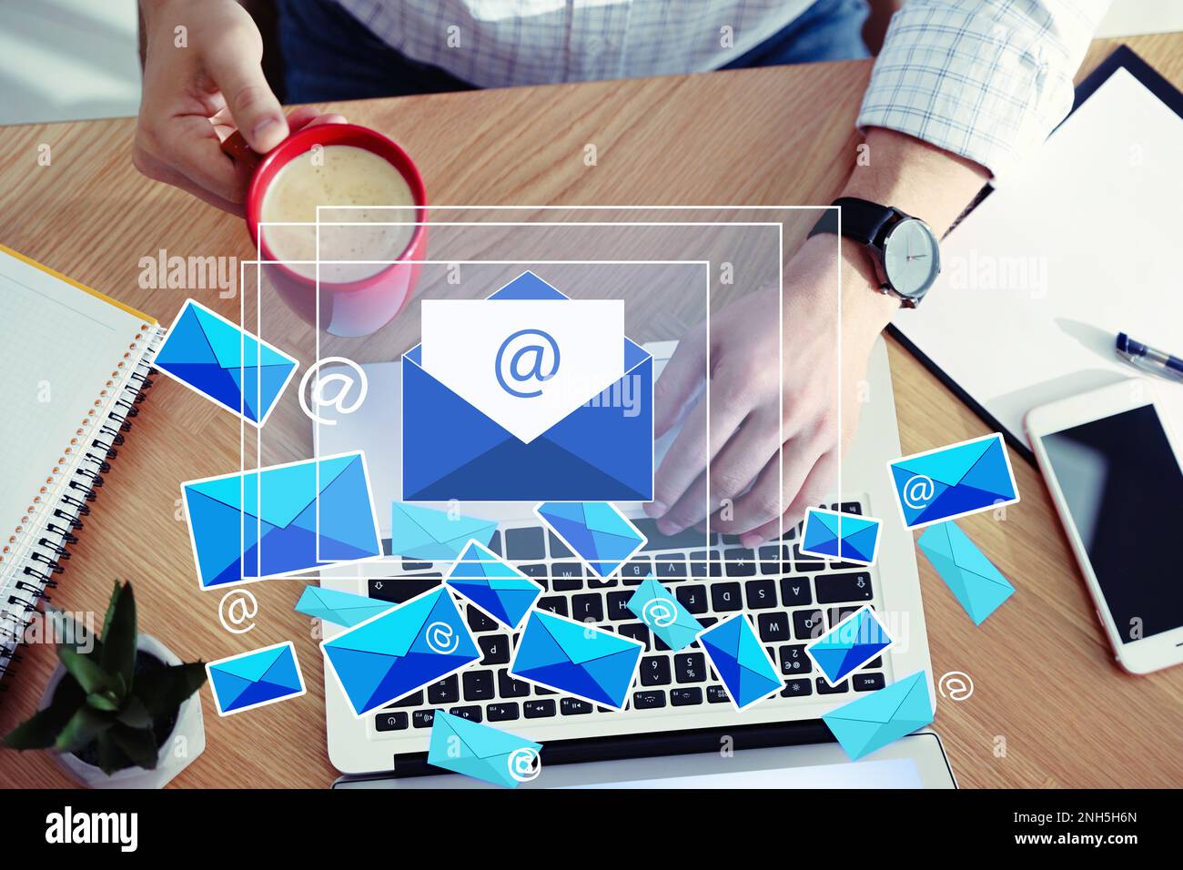 Top view workplace businessman typing hi-res stock photography and images - Alamy