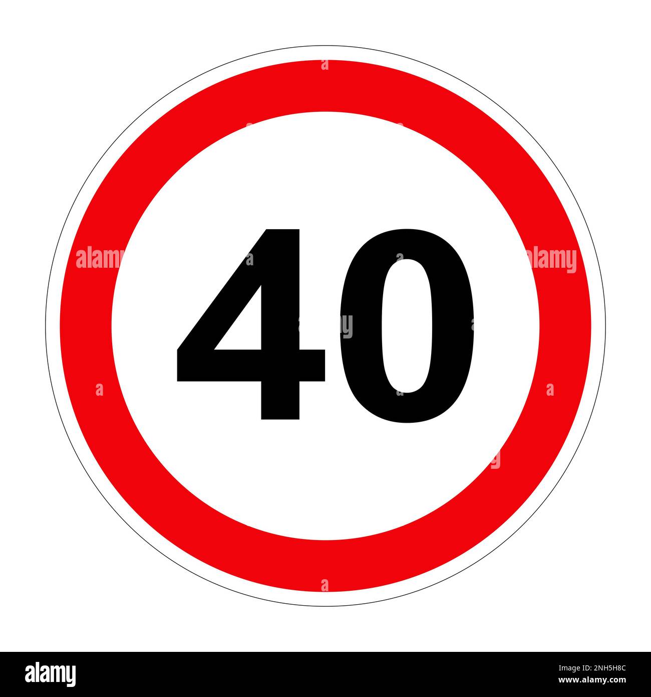 Road sign MAXIMUM SPEED 40 on white background, illustration Stock ...