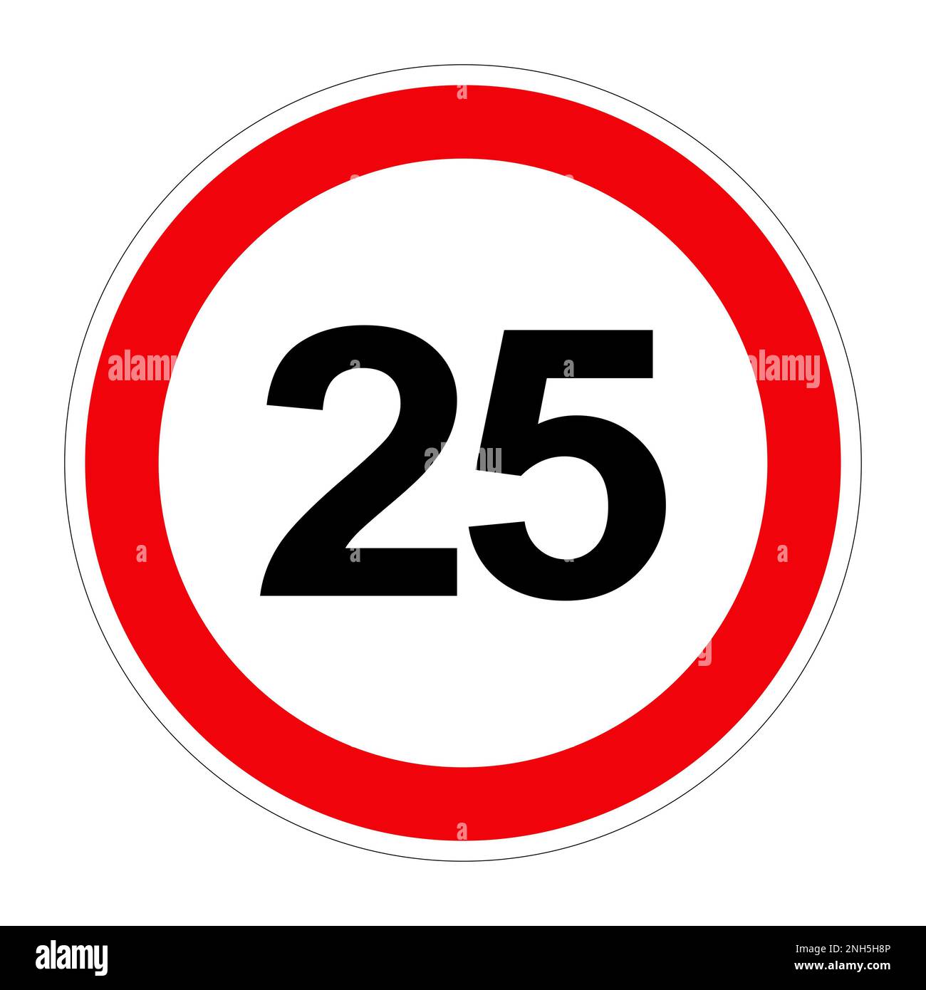 Road sign MAXIMUM SPEED 25 on white background, illustration Stock ...