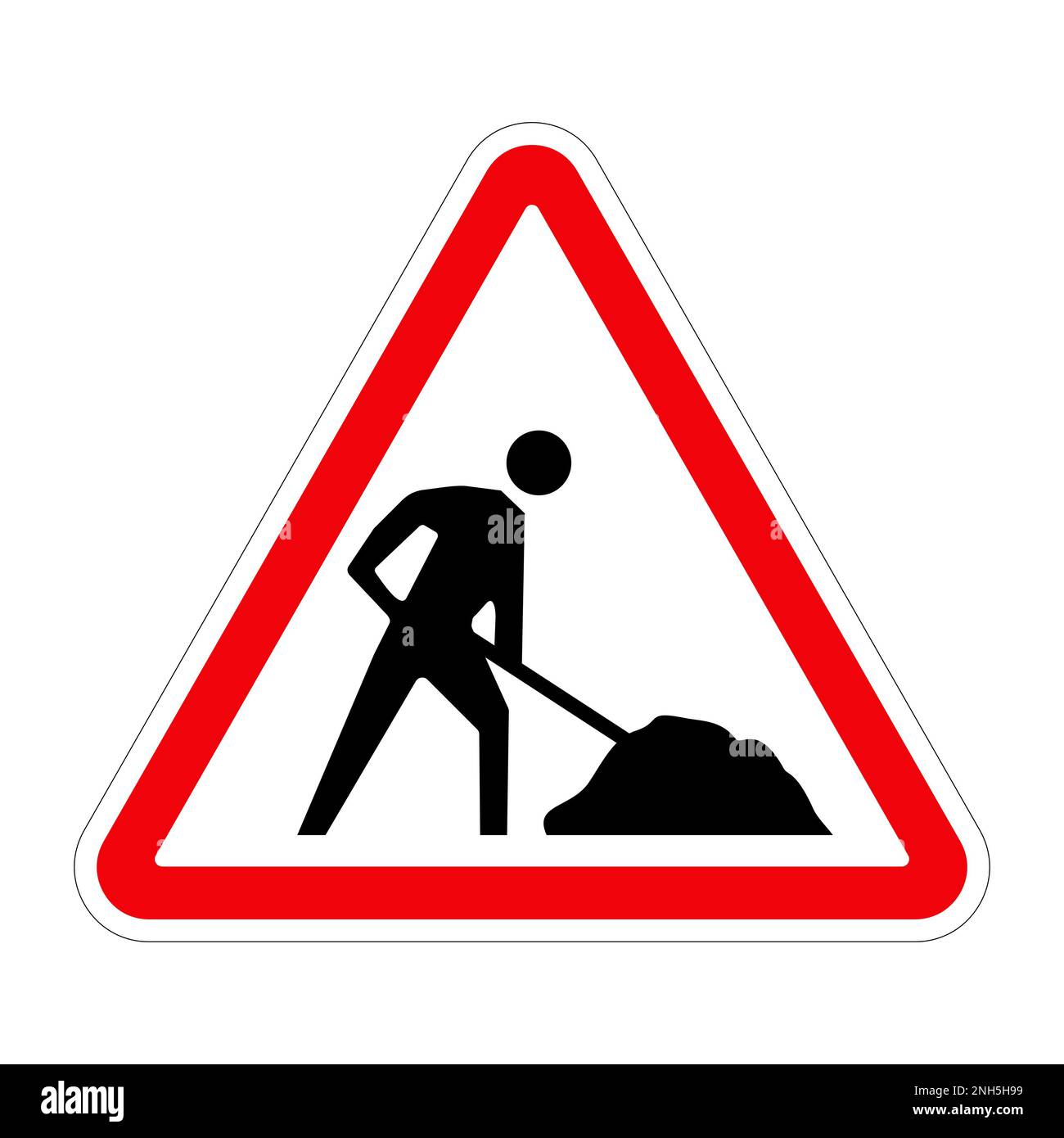 Traffic sign ROAD WORKS on white background, illustration Stock Photo ...
