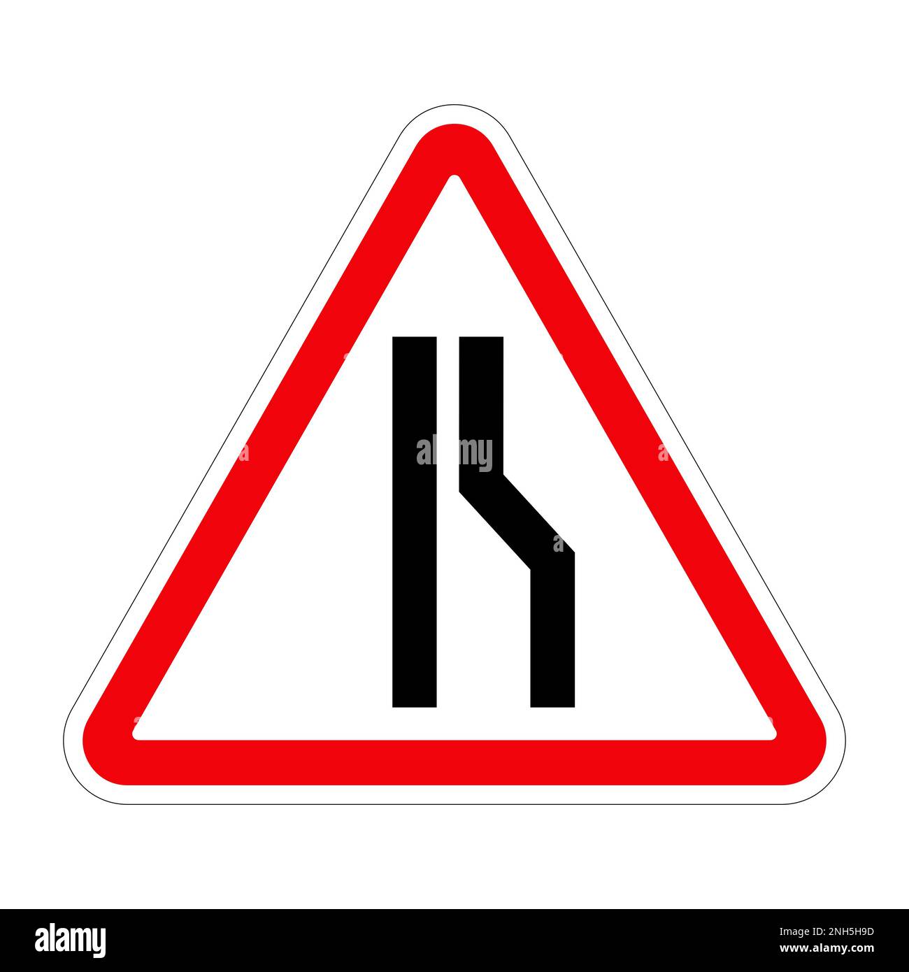 Traffic sign ROAD NARROWS ON RIGHT on white background, illustration ...