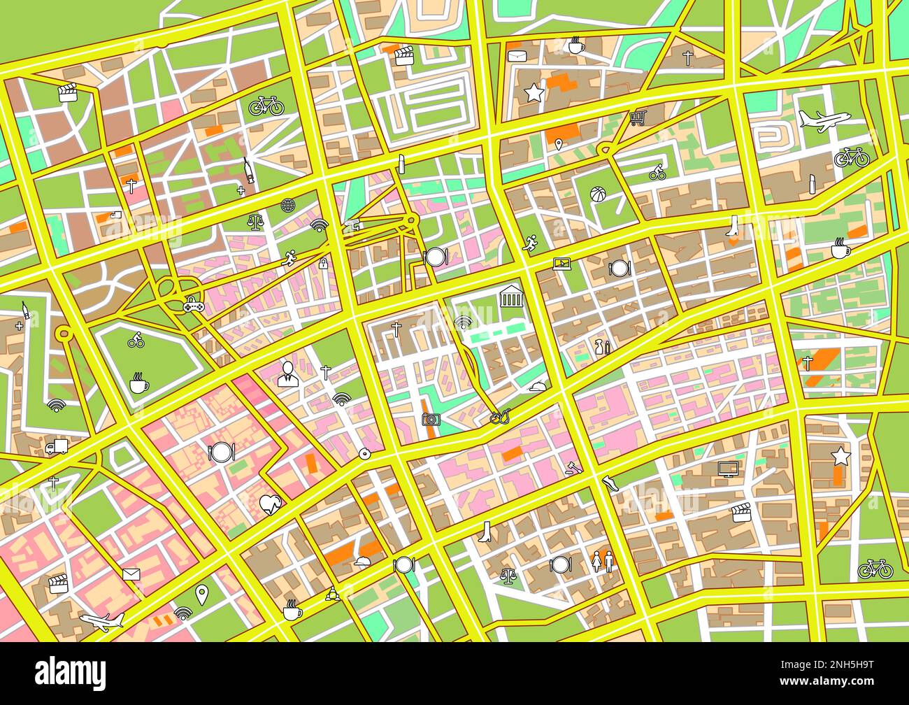 Illustration of city road map, top view Stock Photo - Alamy
